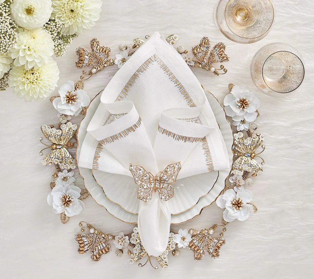KIM SEYBERT Papillon Charger in Ivory & Gold, Set of 2 – The Happy Kangaroo