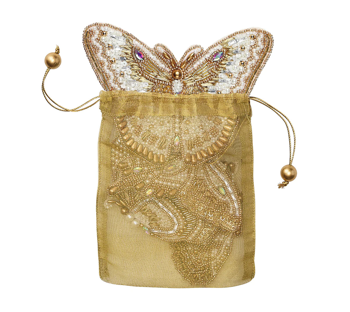 Papillon Coasters in Ivory & Gold, Set of 4 in Gift Bag – The Happy ...