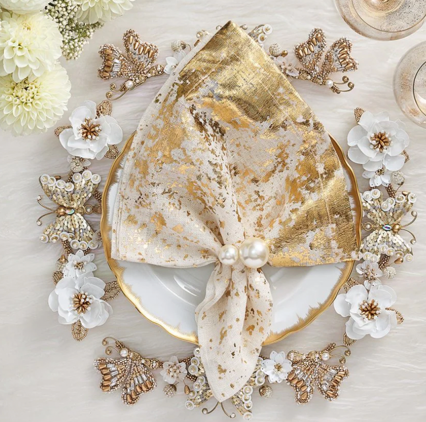 KIM SEYBERT Papillon Charger in Ivory & Gold, Set of 2 – The Happy Kangaroo